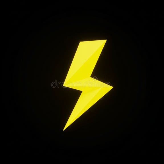 A Bright Yellow Lightning Bolt Symbol Against a Solid Black Background ...