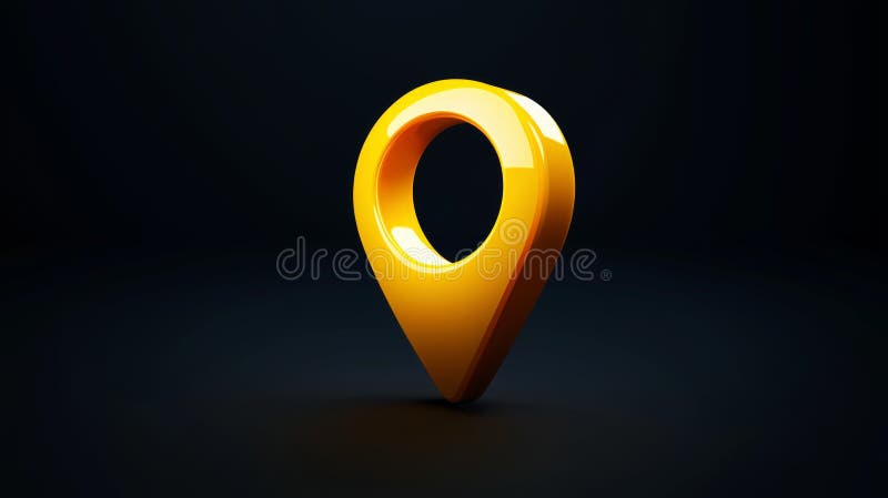 Bright Yellow Location Pin Icon Against Dark Background Symbolizing ...