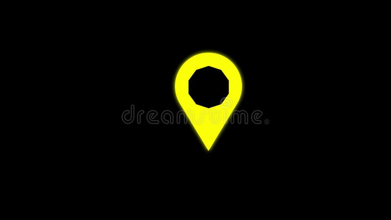 Bright Yellow Location Pin Icon Glowing Against a Solid Black ...