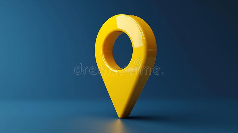 Bright Yellow Location Pin Icon with Hollow Design Suitable for Digital ...