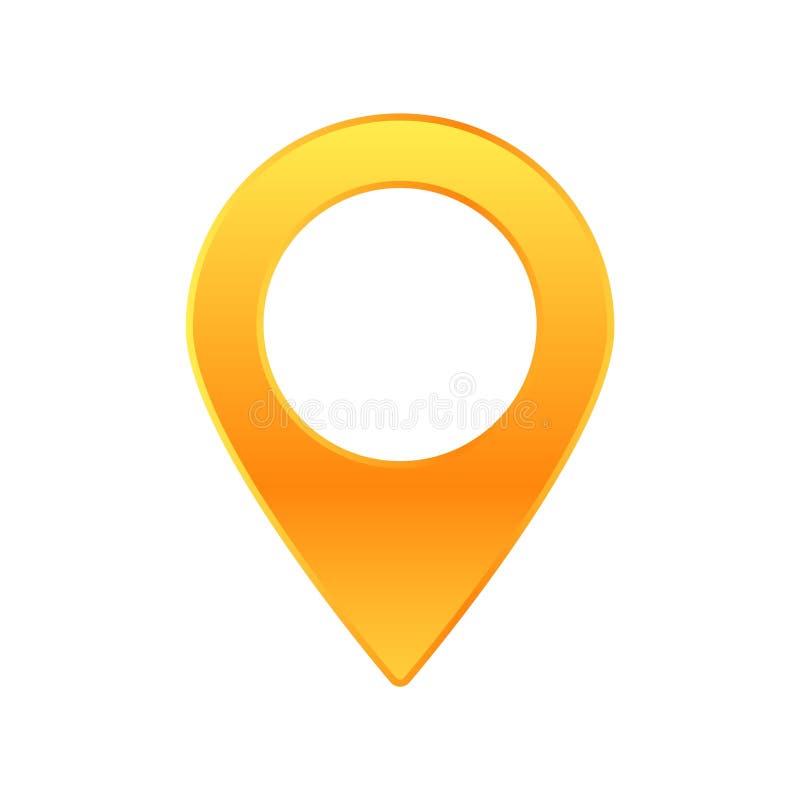 Yellow Location Pin Symbol with Circular Center for Map and Navigation ...