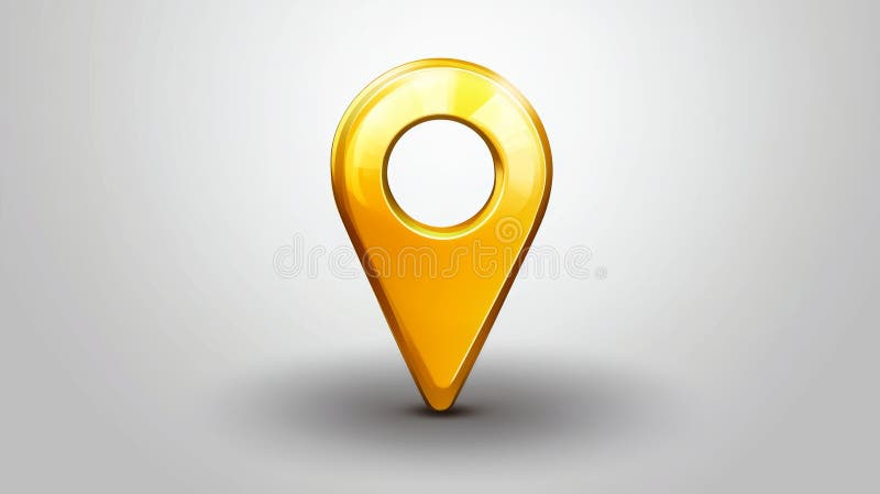 Bright Yellow Map Pin Symbolizing Location and Direction in a Three ...