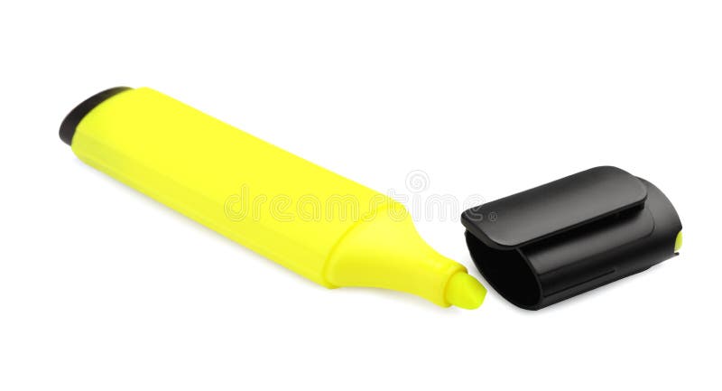Bright Yellow Marker Isolated on White. Office Stationery Stock Photo ...