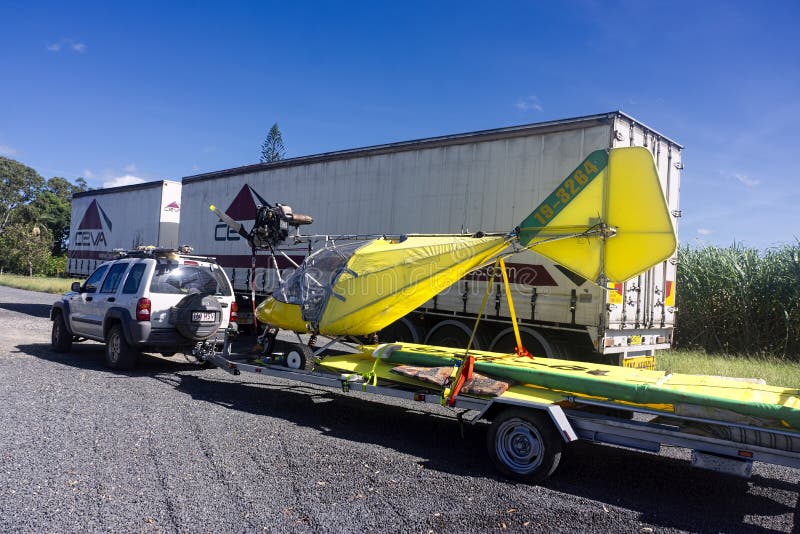 Bright Yellow Microlight Aircraft on Car Trailer Editorial Stock Image ...