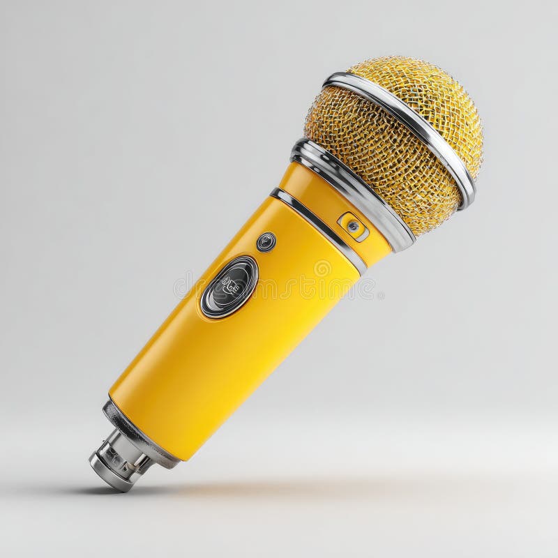 Yellow Microphone: AI- stock illustration. Illustration of object ...