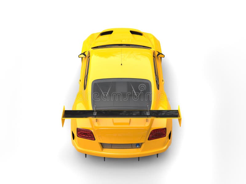 Bright Yellow Modern Sport Super Car - Top Back View Stock Illustration ...
