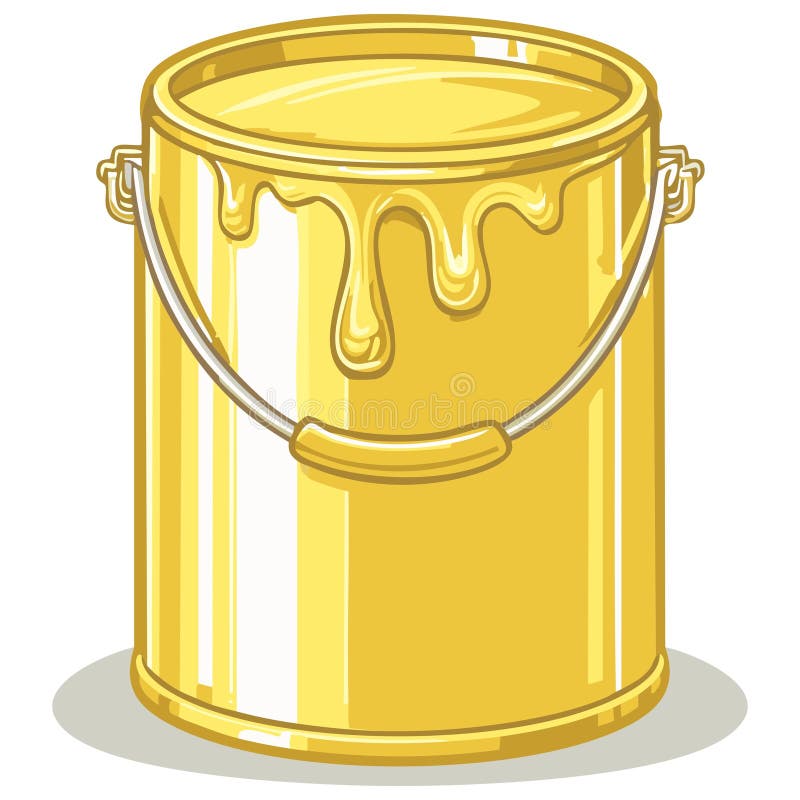 Bright Yellow Paint Can Overflowing with Drips Cartoon Vector ...