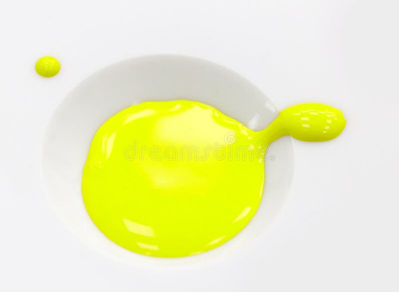 Bright Yellow Paint Poured into the Cell Palette for Drawing Stock ...