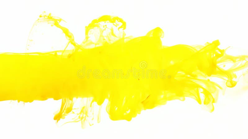 Bright Yellow Paint Splashing on White Background. Stock Video - Video ...