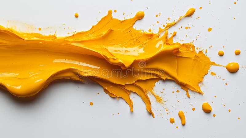 Bright Yellow Paint Splatter Creates a Dynamic Visual Effect on a Clean ...