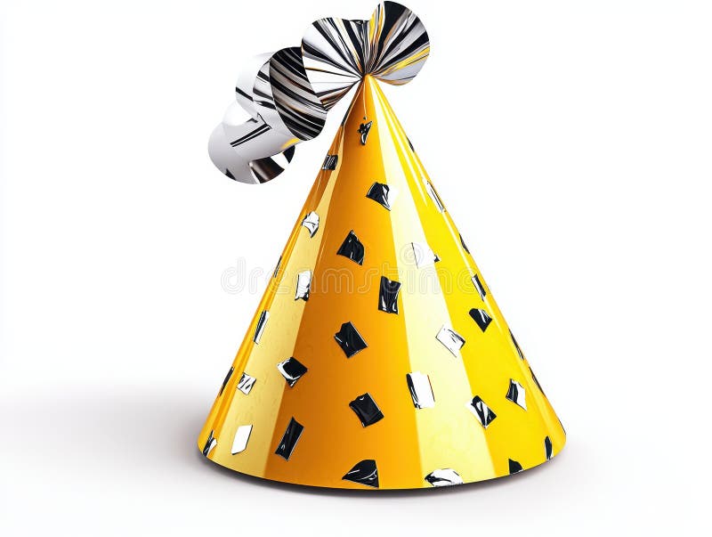 Bright Yellow Party Hat with Shiny Decorations, Perfect for ...