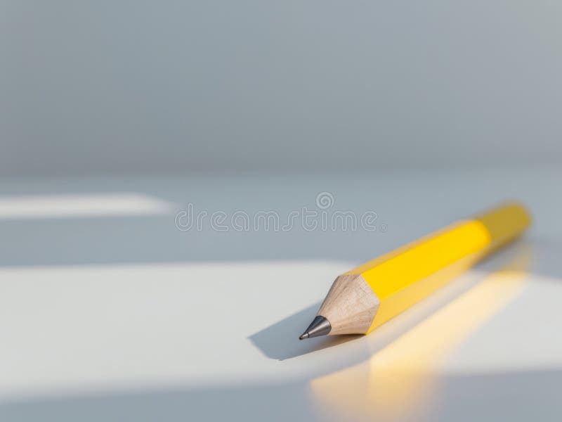 Bright Yellow Pencil Lying on a Clean Surface with a Sharp Tip Ready ...