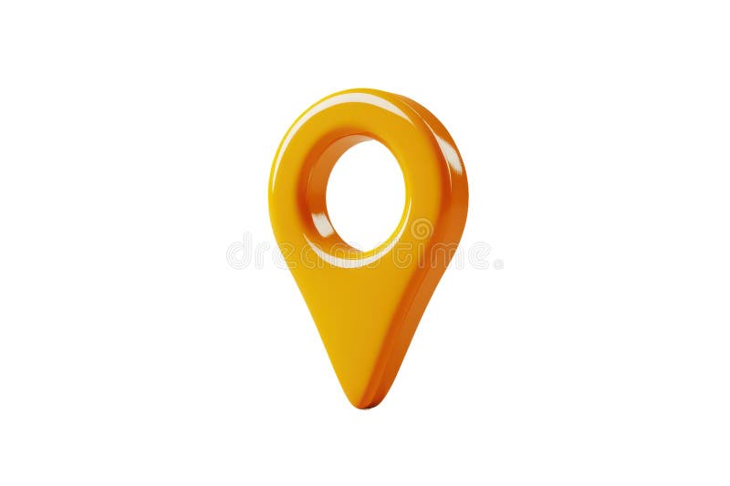 Bright Yellow Pin Location Marker in a Smooth Plastic Style for Digital ...