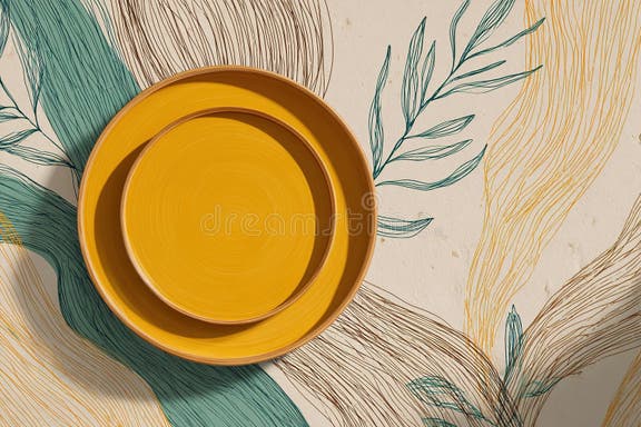 Bright Yellow Plates Placed Thoughtfully on an Artistic Background ...