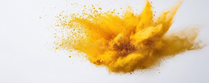 Bright Yellow Powder Explosion Captured in Dynamic Mid Motion Stock ...