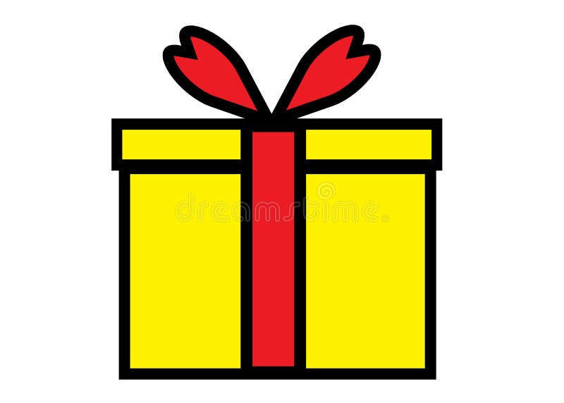 A Bright Yellow Present Box Wrapped with Bright Red Bow and Ribbon ...