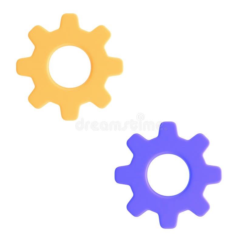 Bright Yellow and Purple 3D Gears Icon Illustration Design Vector Stock ...