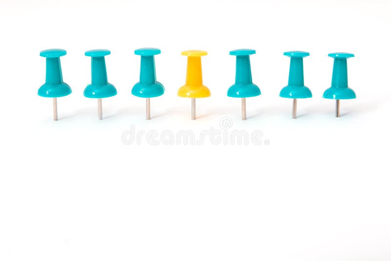 Bright Yellow Push Pin Unique Idea Concept Stock Photo - Image of ...