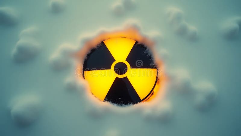 Bright Yellow Radiation Symbol Emerging from a White Background with ...