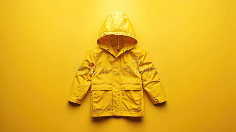A Bright Yellow Raincoat on a Matching Yellow Background Stock ...