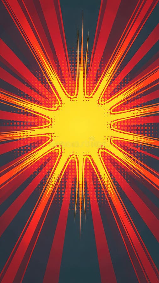 A Bright Yellow and Red Explosion with a Black Outline Stock ...