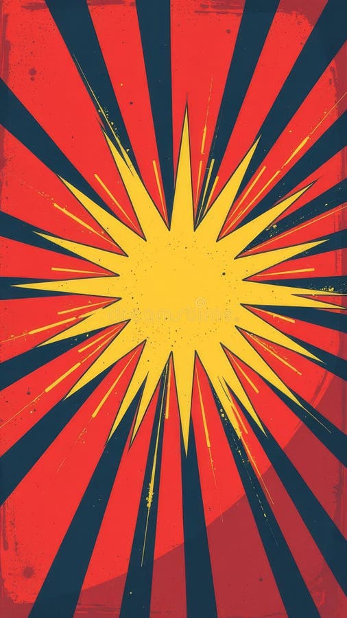 A Bright Yellow and Red Explosion with a Black Outline Stock ...