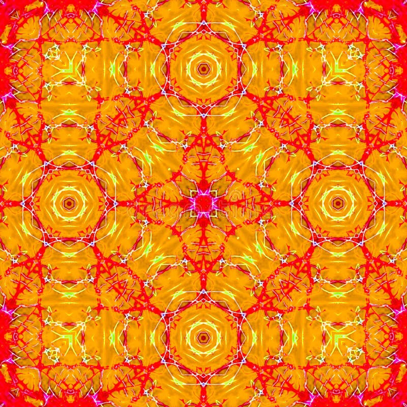 Bright Yellow and Red Saturated, Oriental Orange Pattern Stock ...