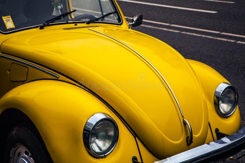 Bright Yellow Retro Car Headlight Close-up Editorial Photo - Image of ...