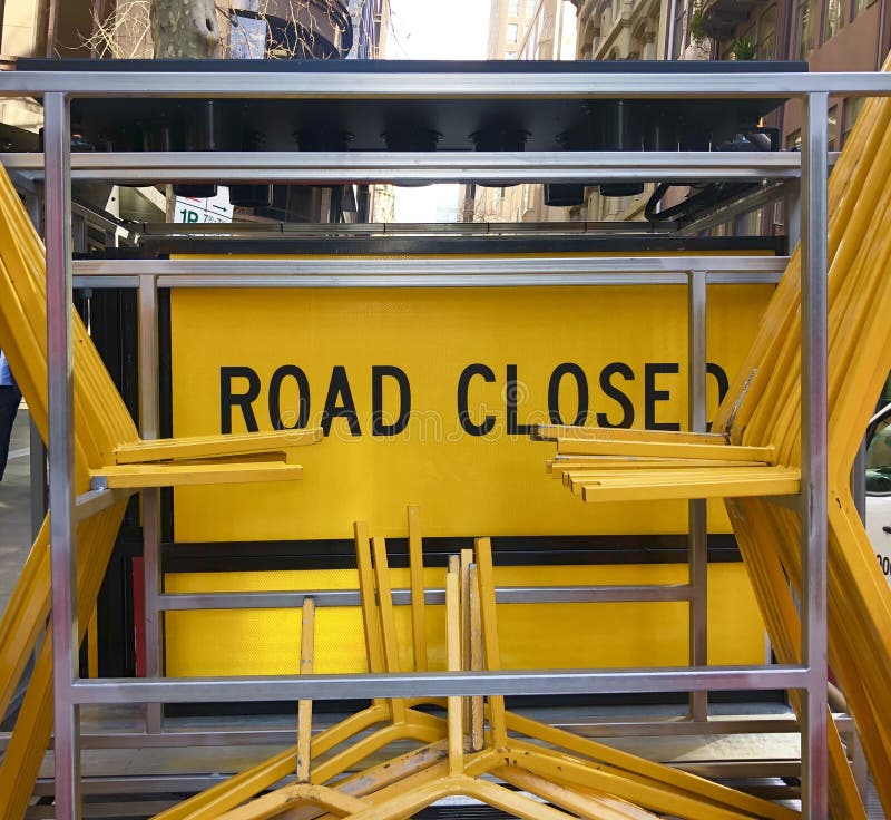 Yellow Road Closed Sign Back Truck Stock Photos - Free & Royalty-Free ...