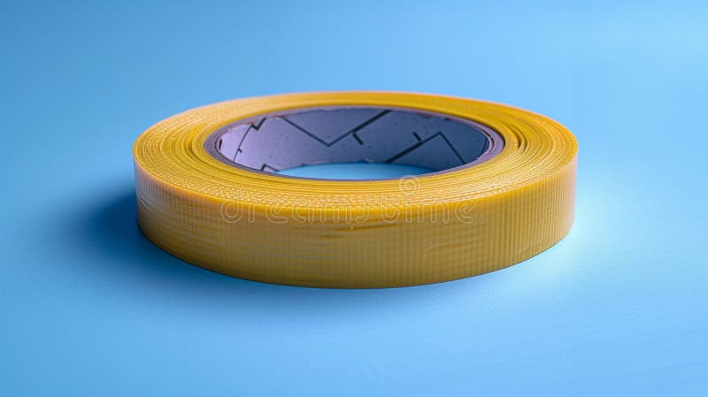 Bright Yellow Roll of Durable Adhesive Tape with a Ribbed Texture and ...