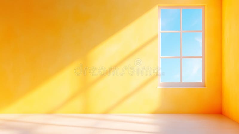 Bright Yellow Room with Sunlight Pouring through the Window Stock ...