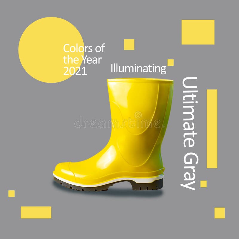 Bright Yellow Rubber Boot Against the Same Color. a Minimalist Concept ...