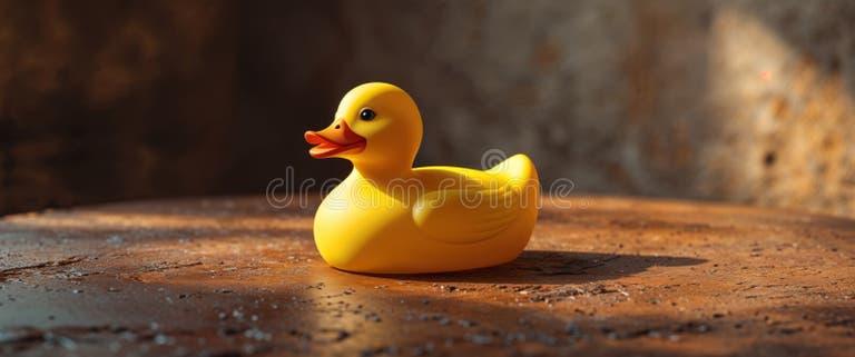 Bright Yellow Rubber Duck on a Textured Surface with Soft Light and ...