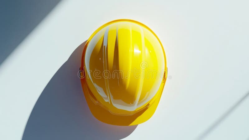 Bright Yellow Safety Helmet Top View on Light Background Stock ...
