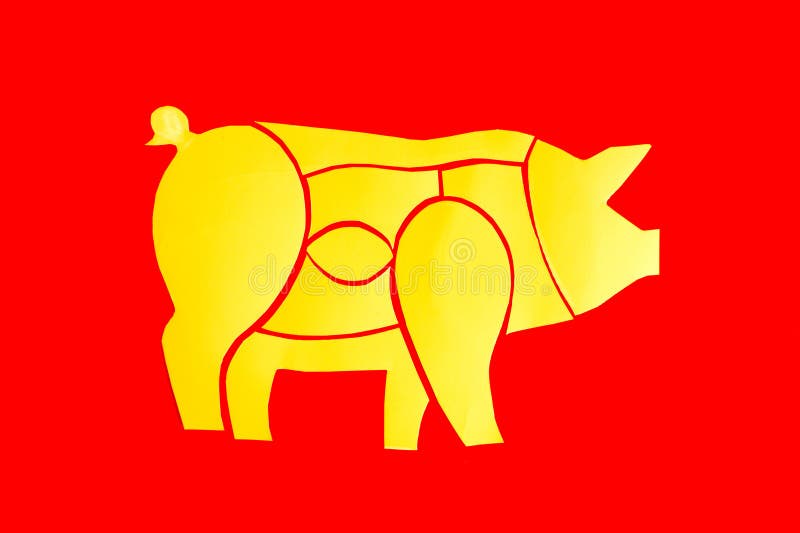 Bright Yellow Scheme of a Pig Carcass Close-up Stock Illustration ...