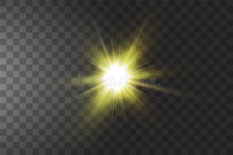 Bright Yellow Shining Sun Isolated on Transparent Background. Glow ...