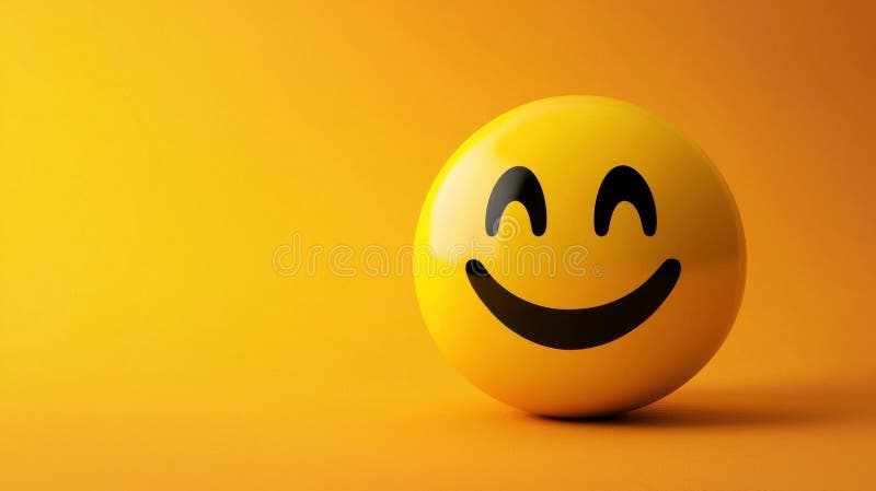 Bright Yellow Smiley Face on Vibrant Orange Background Stock ...