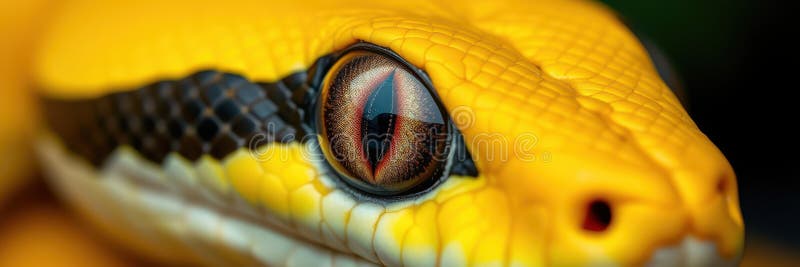 Bright Yellow Snake with Distinctive Eye Pattern Resting on a Branch in ...