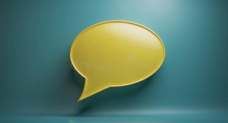 Bright Yellow Speech Bubble on a Teal Background, Communication and ...