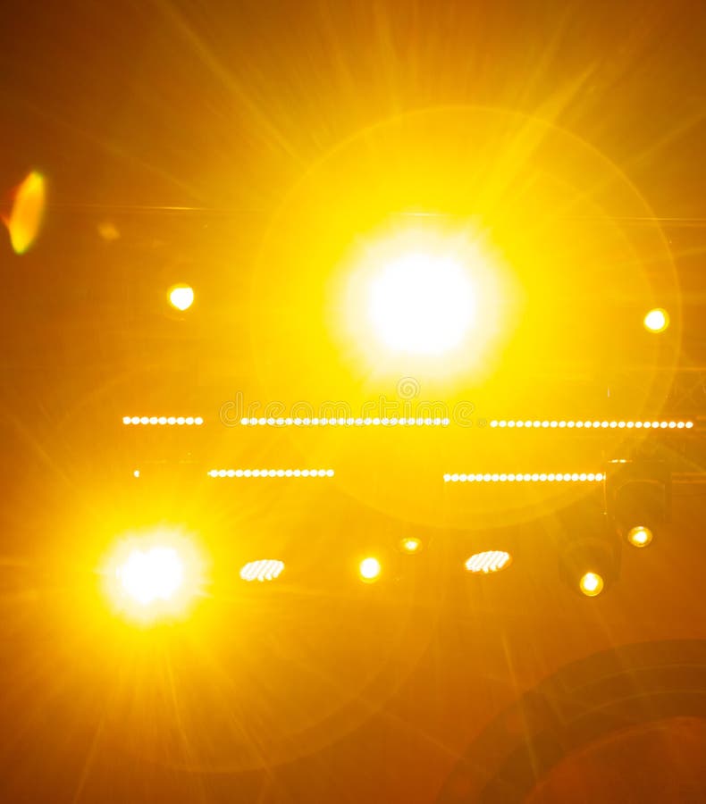 Bright Yellow Spotlights at a Concert at Night. Stock Photo - Image of ...