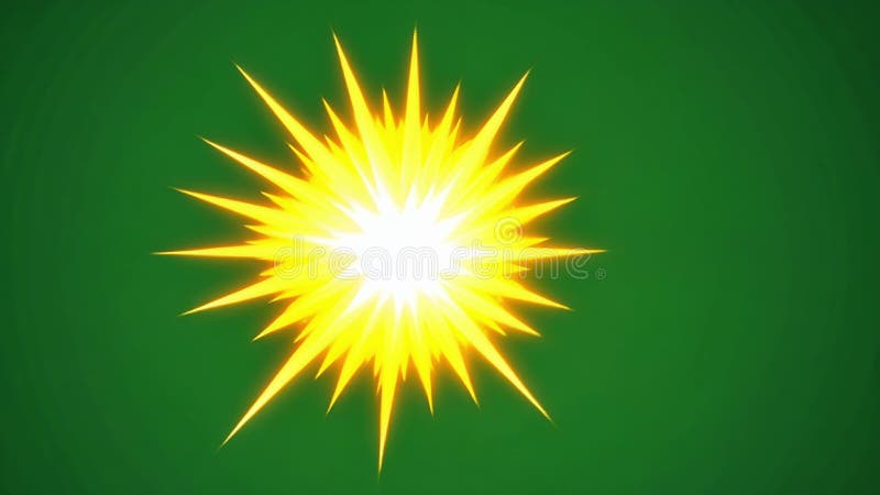 Bright Yellow Starburst Shrinking on Green Screen Background Stock ...