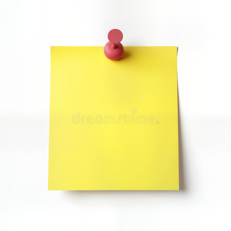 Bright Yellow Sticky Note Attached To White Background with Pink ...