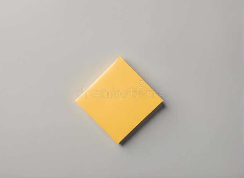 Bright Yellow Sticky Note Positioned at an Angle on a Gray Surface ...