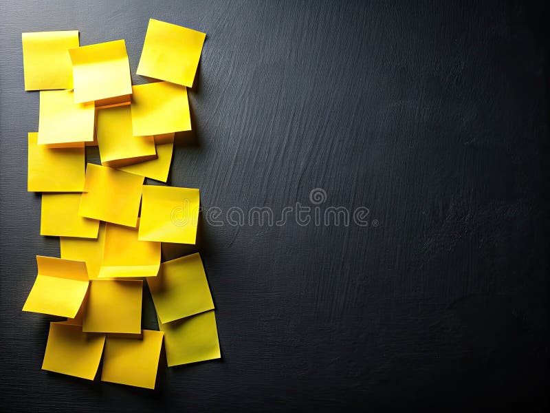 Bright Yellow Sticky Notes on a Black Background Boost Productivity and ...