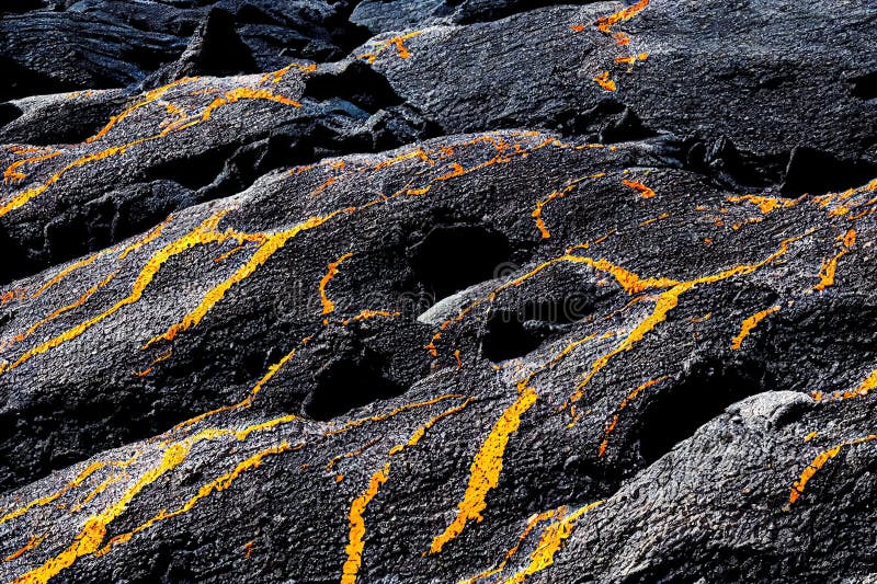 Bright Yellow Streaks in Real Hot Lava Texture Stock Photo - Image of ...