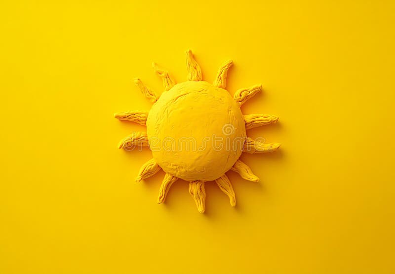 Bright Yellow Sun Clay Model on Yellow Background High Quality Image ...