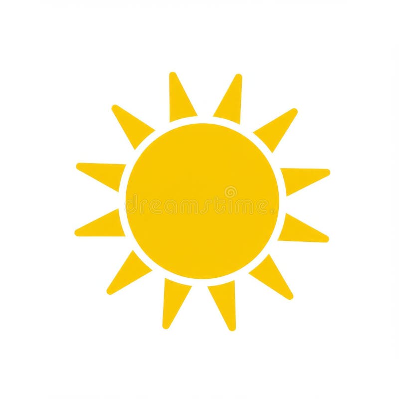 Bright Yellow Sun Icon on White Background Stock Illustration ...