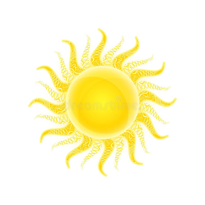 Bright Yellow Sun Isolated stock illustration. Illustration of fire ...