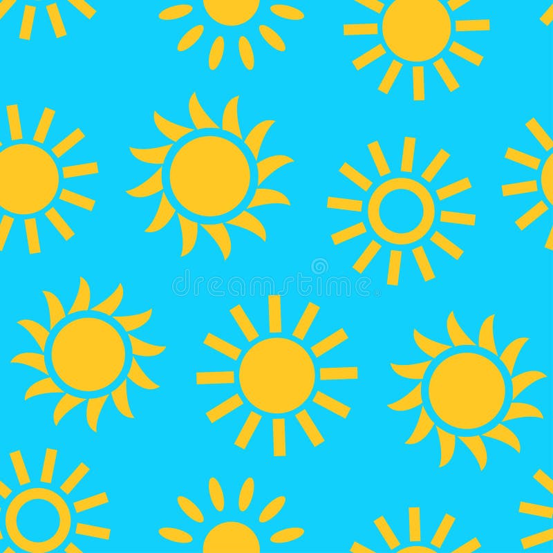 Bright Yellow Sun Pattern on a Blue Background Perfect for Summer ...