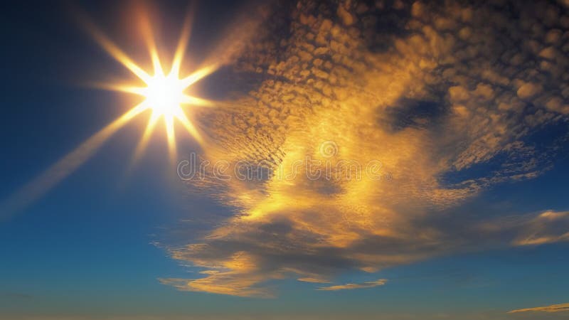 The Bright Yellow Sun Shines in the Blue Sky. Bright Sunlight in the ...